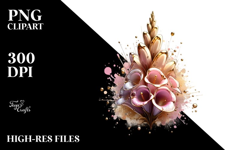 Abstract Shiny Watercolor Foxglove Splash