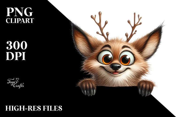 Crazy Fur Watercolor Deer Popping Clipart