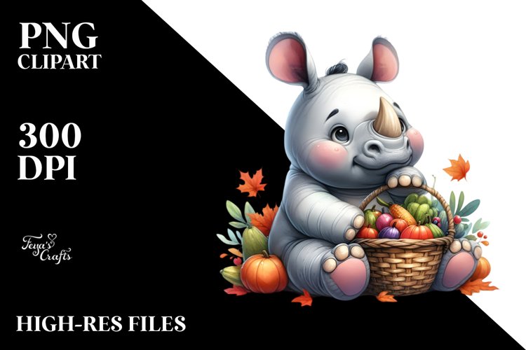 Rhino Holding Vegetables | Clipart