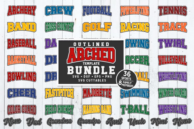 Sports Outlined Arched Template Bundle