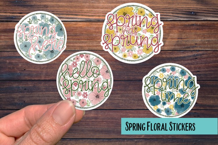 Spring Floral Round PNG Sticker Pack