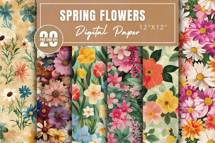 Spring Flowers Digital Paper Bundle