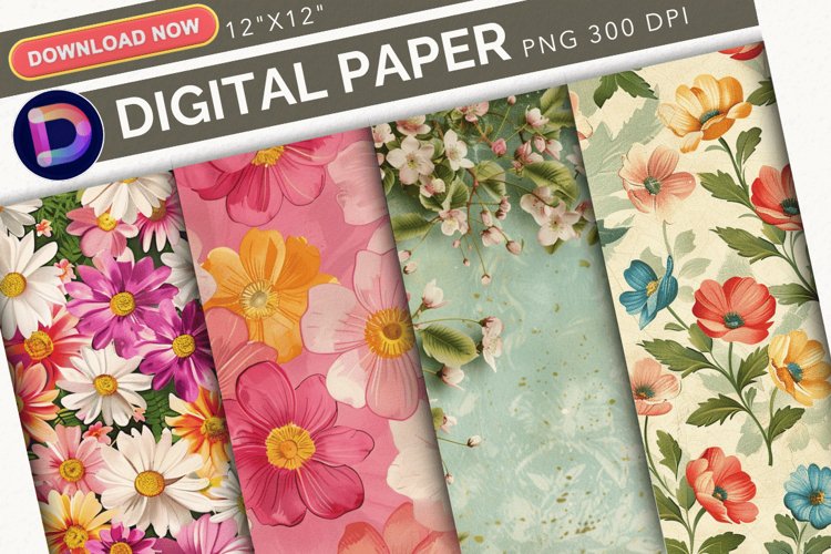 Spring Flowers Digital Paper