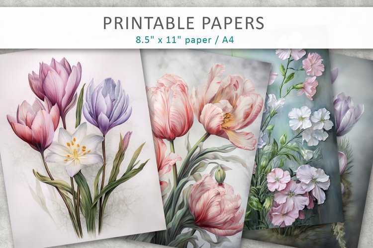 Floral Junk Journal Digital Papers (3438012)