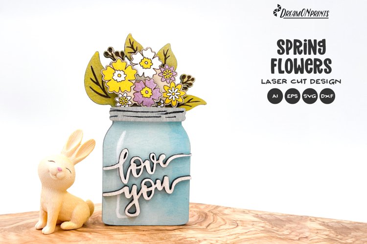 Spring Flowers Laser Cut Design - Spring Decor SVG