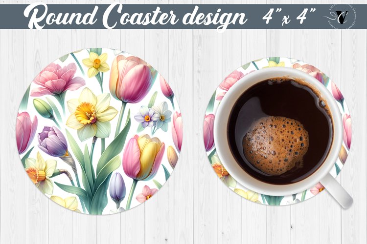 Round Coaster | Spring flowers (3497694)