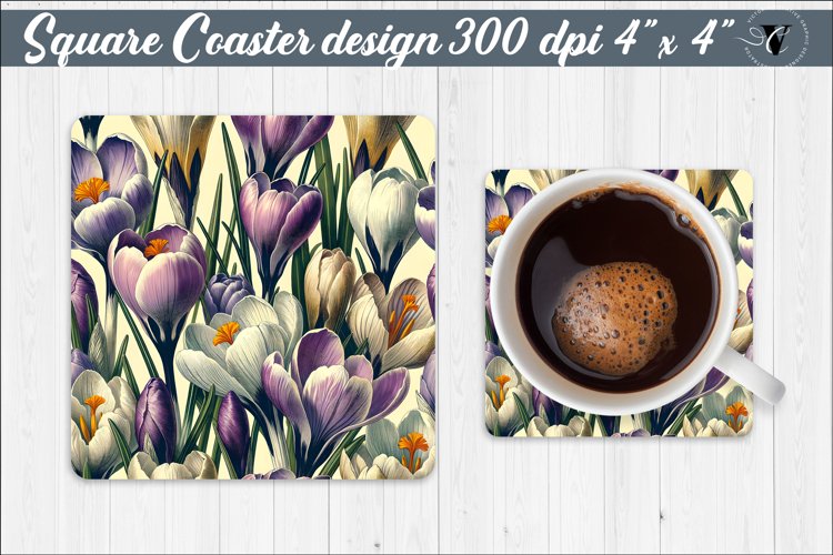 Square Coaster | Spring flowers (3528588)