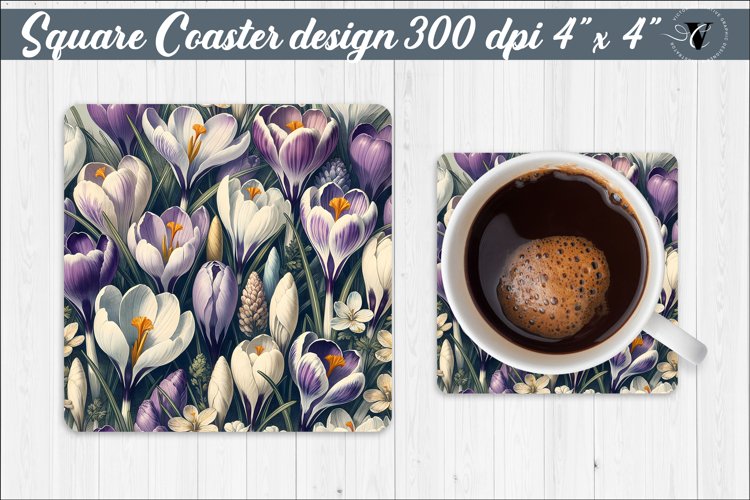 Square Coaster | Spring flowers (3528568)