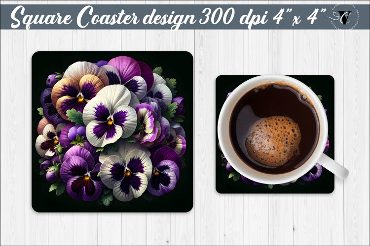 Square Coaster | Spring flowers (3529149)