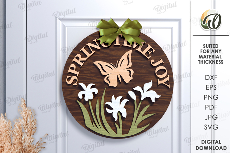 3D Spring Round Sign Laser Cut. Spring Wall Decor (6551638)