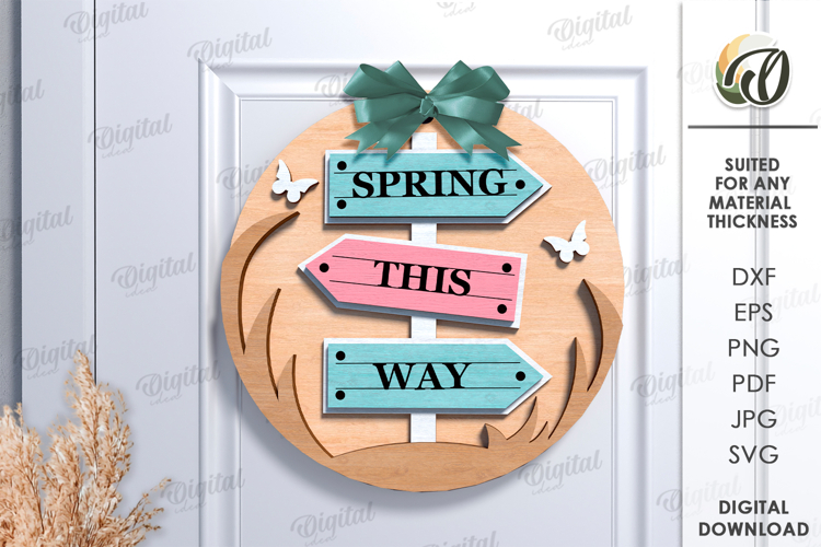 3D Spring Round Sign Laser Cut. Spring Wall Decor (6561704)