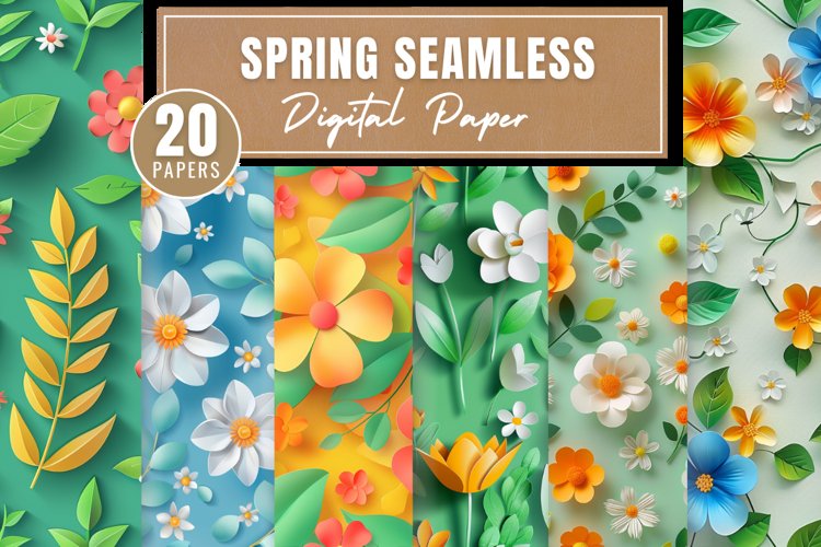 Spring seamless Digital Paper Bundle
