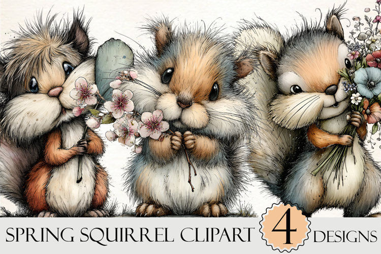 Watercolor Spring Squirrel Clipart (6571737)