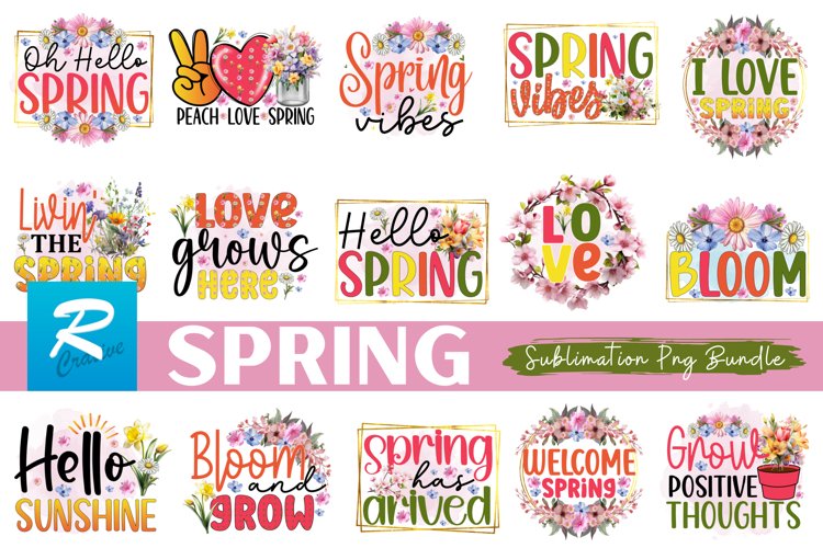 Spring Sublimation PNG Bundle, Spring Quotes Bundle