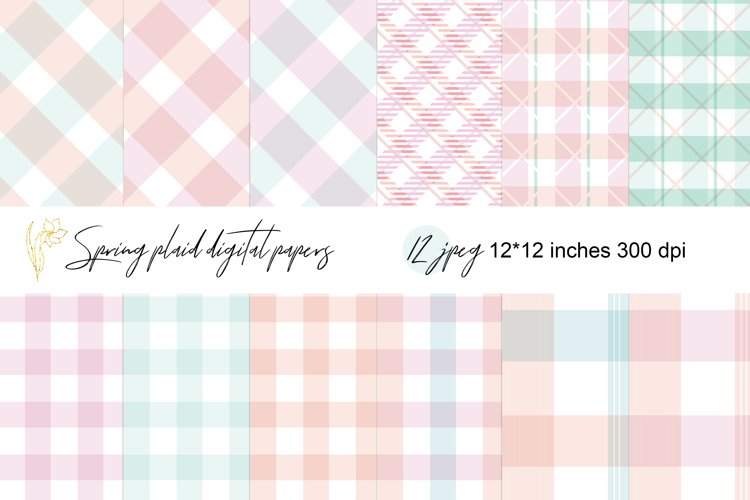 Spring Plaid Digital Paper. Easter Plaid Seamless (3467582)