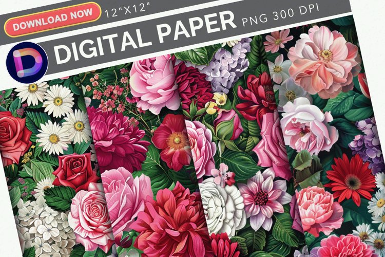Springtime Blooms Pattern Digital Paper