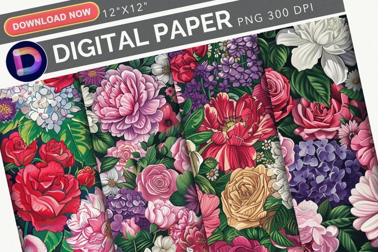 Springtime Blooms Pattern Digital Paper