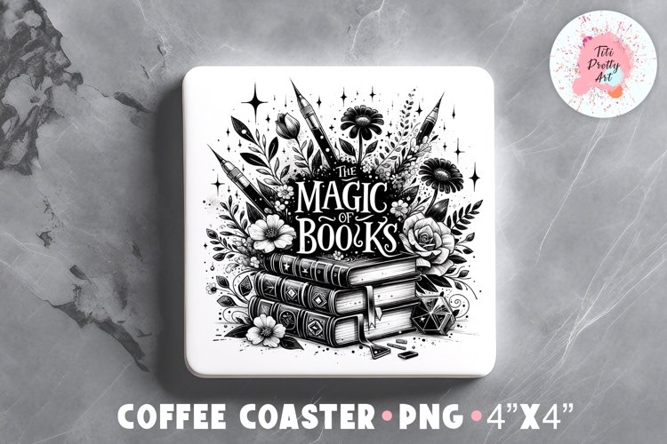 Square Coaster Books Sublimation Design Png