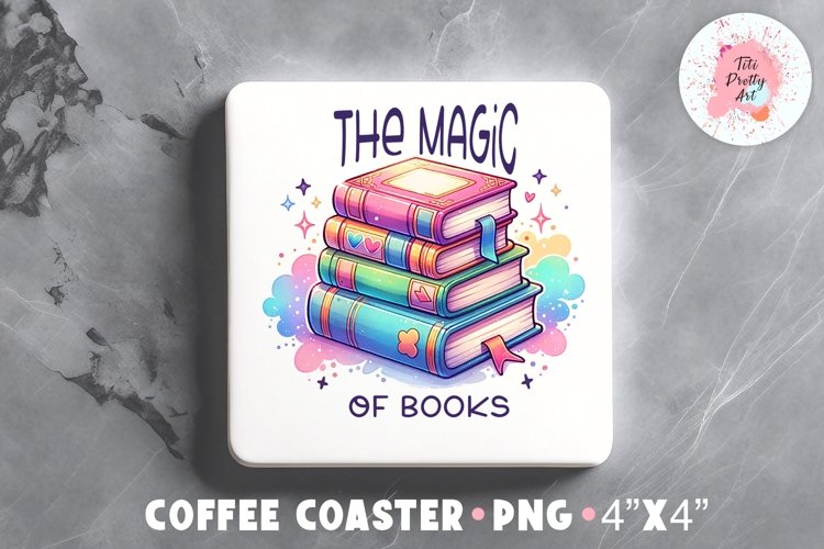 Square Coaster Books Sublimation Design Png