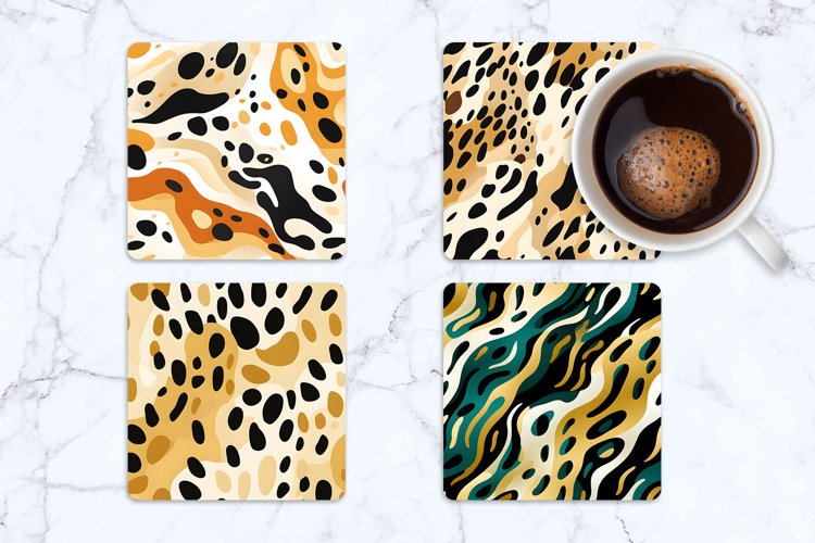 Leopard Print Square Coasters | Square Coaster Sublimation
