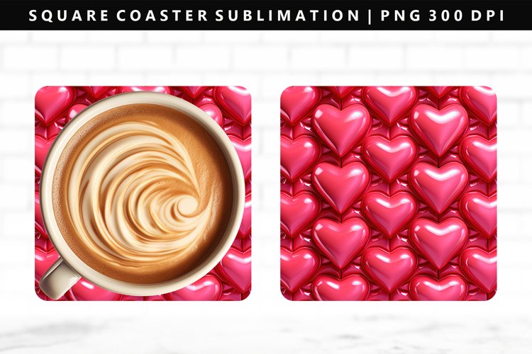 Puff Heart Square Coaster Design | Square Coaster (3199954)