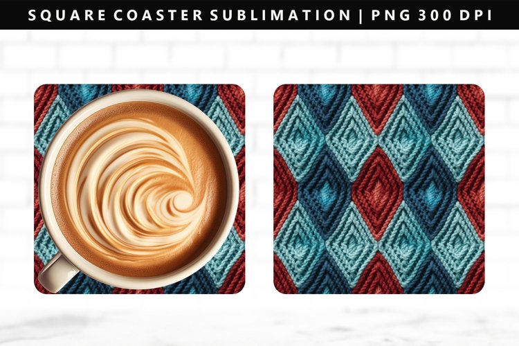 Knitted Square Coaster Design | Square Coaster PNG (2945872)