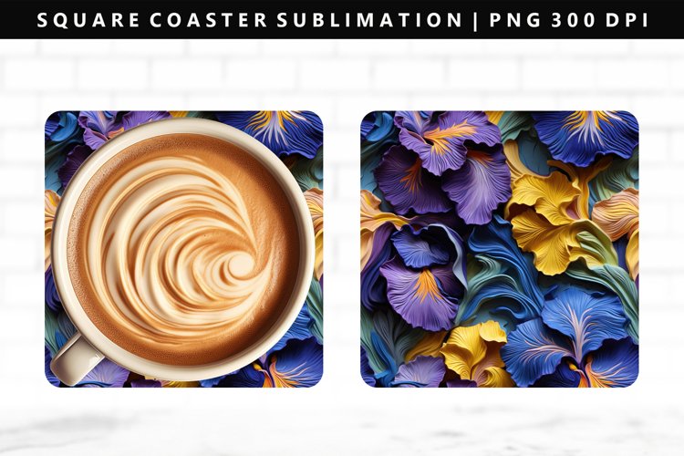 Flower Square Coaster Design | Square Coaster PNG (2900288)