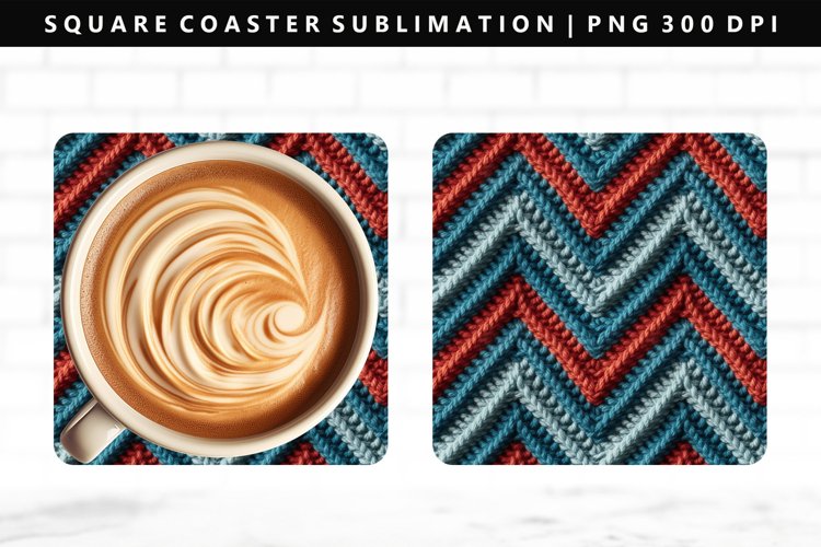 Knitted Square Coaster Design | Square Coaster PNG (2945873)