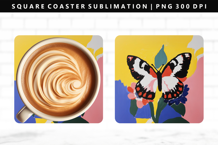 Butterfly Square Coaster Design | Square Coaster (5436667)