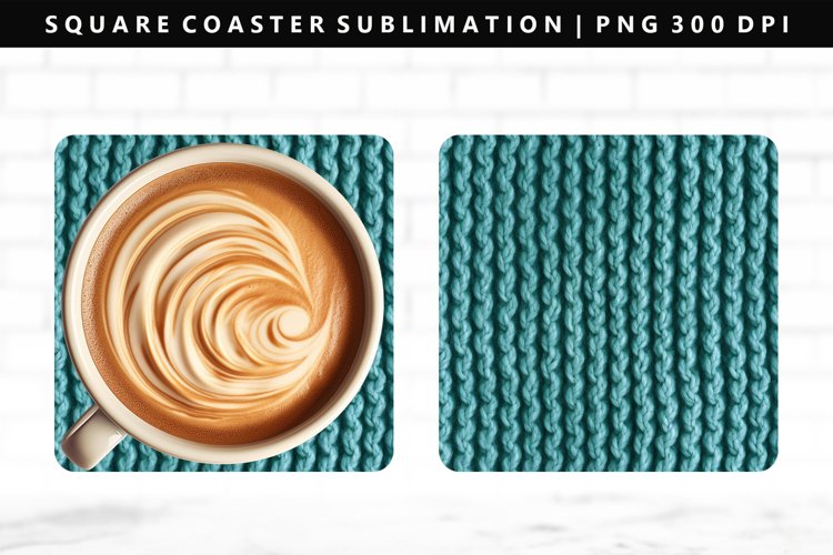Knitted Square Coaster Design | Square Coaster PNG (2945892)