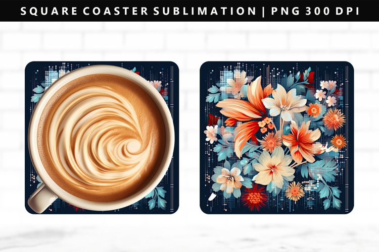 Flower Square Coaster Design | Square Coaster PNG (3866319)