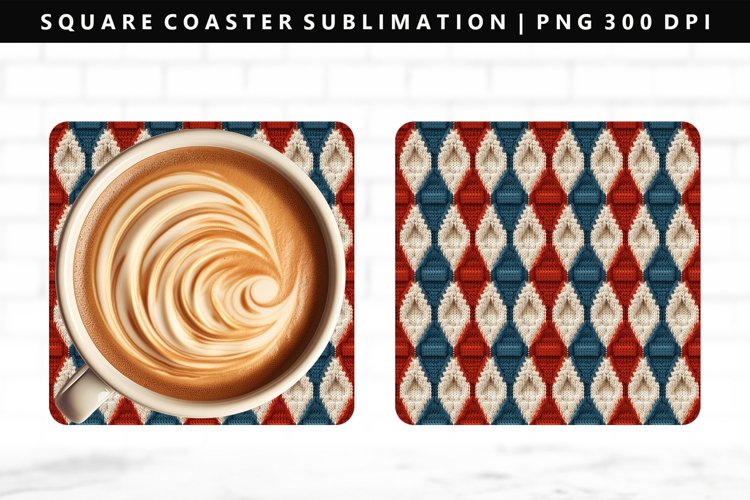 Knitted Square Coaster Design | Square Coaster PNG (2945897)