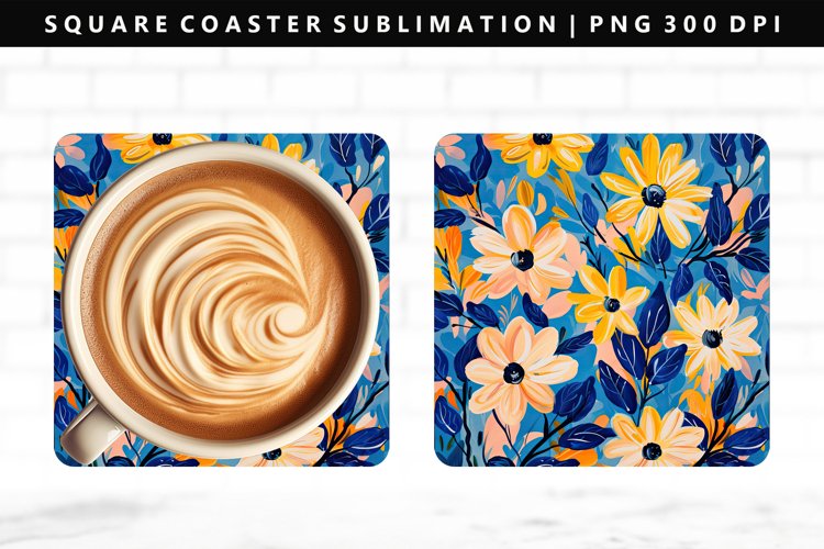 Flower Square Coaster Design | Square Coaster PNG (3866329)