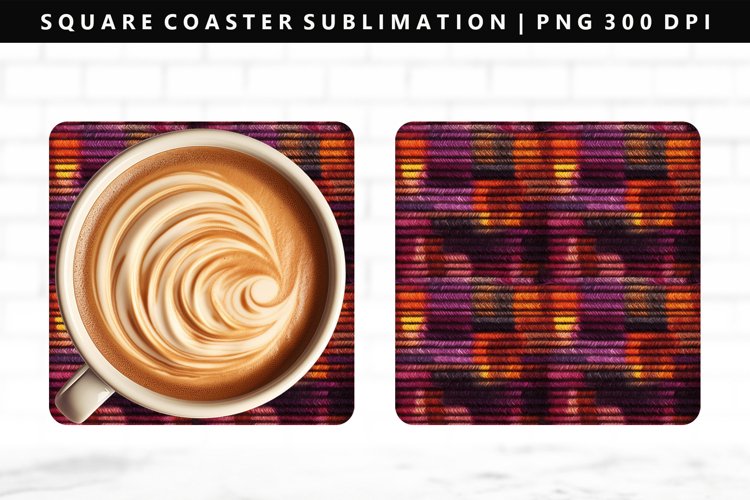 Knitted Square Coaster Design | Square Coaster PNG (2945900)
