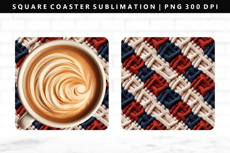 Knitted Square Coaster Design | Square Coaster PNG (2945909)