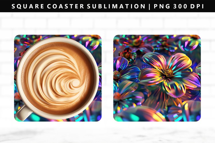 Flower Square Coaster Design | Square Coaster PNG (5168858)