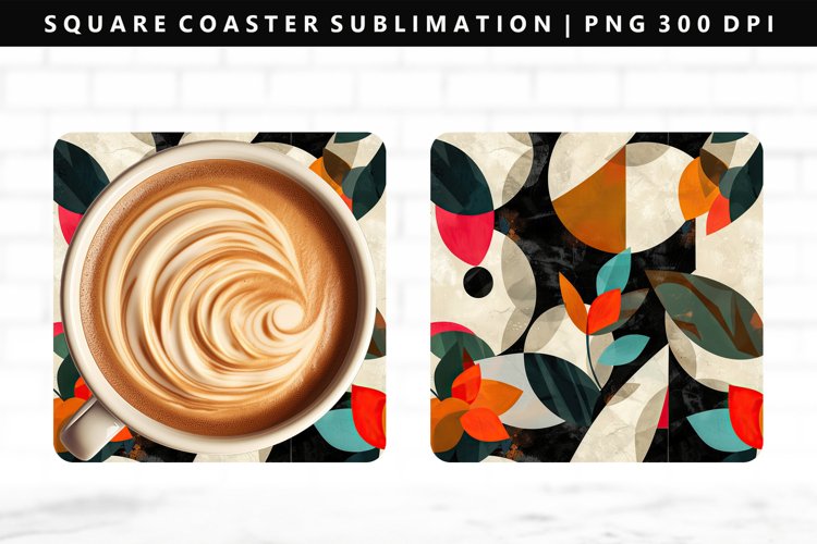 Flower Square Coaster Design | Square Coaster PNG (3866364)