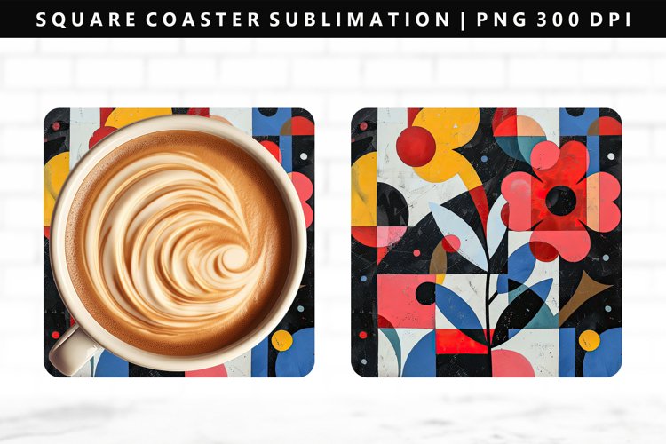 Flower Square Coaster Design | Square Coaster PNG (3866366)