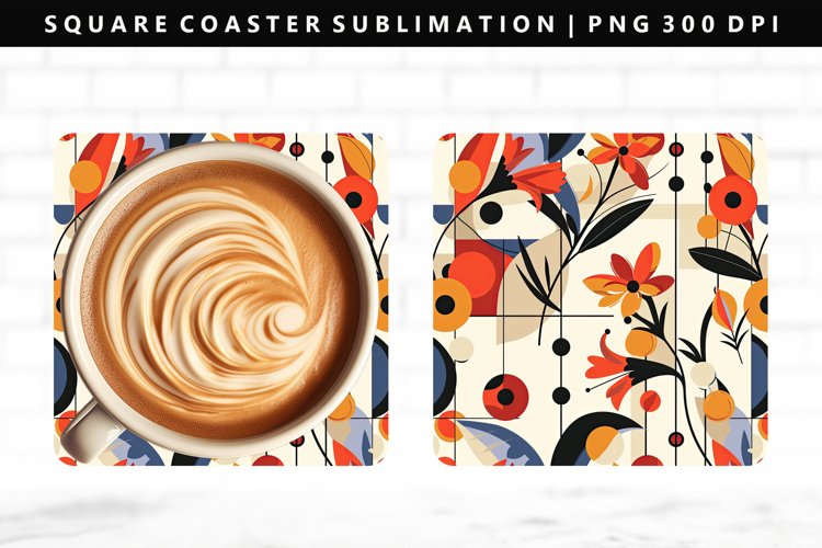 Flower Square Coaster Design | Square Coaster PNG (3866367)