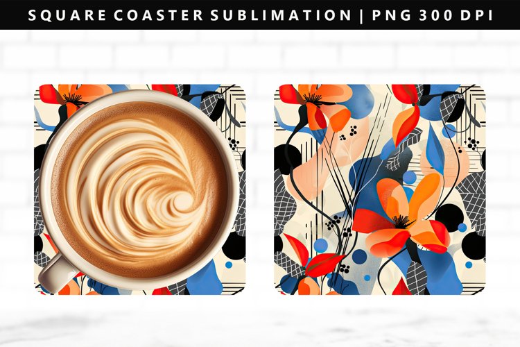 Flower Square Coaster Design | Square Coaster PNG (3866368)