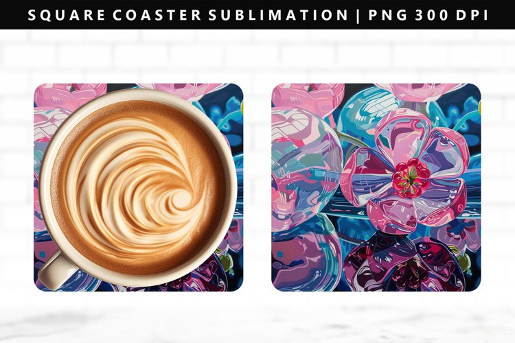 Flower Square Coaster Design | Square Coaster PNG (5168867)