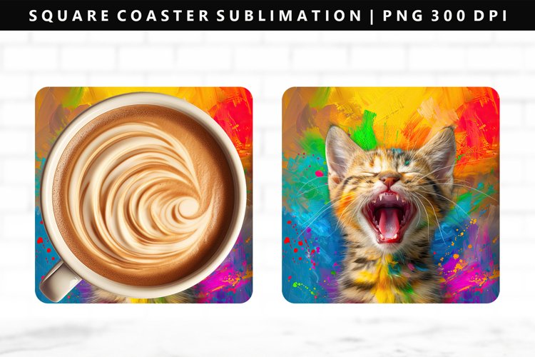 Colored Cats Square Coaster Design | Square (4601734)