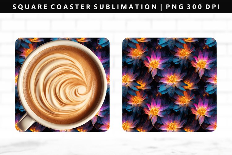 Flower Square Coaster Design | Square Coaster PNG (3011722)