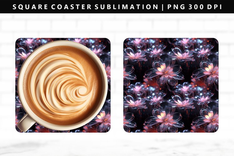 Flower Square Coaster Design | Square Coaster PNG (3011728)