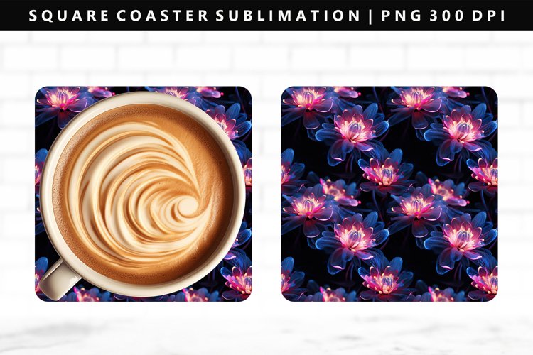 Flower Square Coaster Design | Square Coaster PNG (3011747)