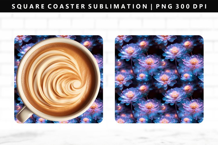 Flower Square Coaster Design | Square Coaster PNG (3011745)