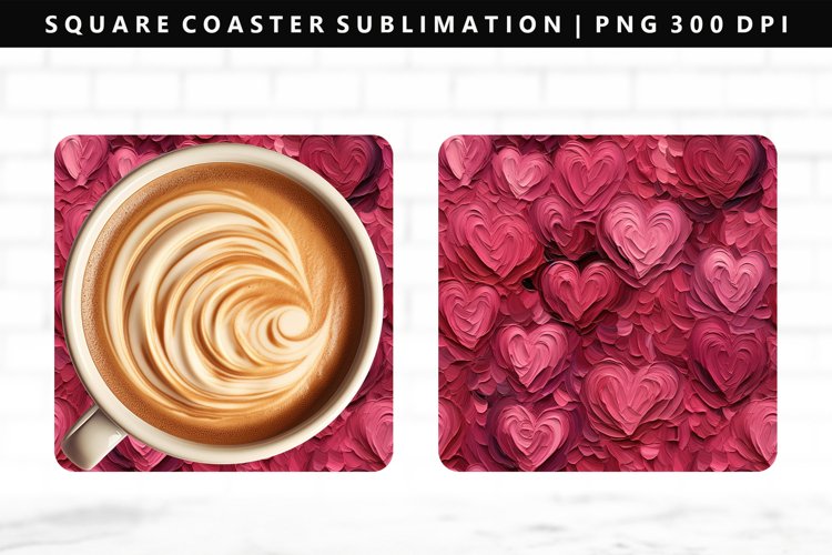 Heart Square Coaster Design | Square Coaster PNG (3147100)