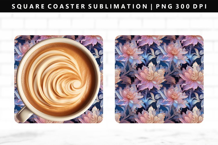 Flower Square Coaster Design | Square Coaster PNG (3017231)