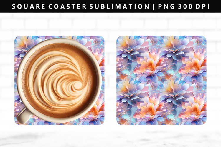 Flower Square Coaster Design | Square Coaster PNG (3017234)