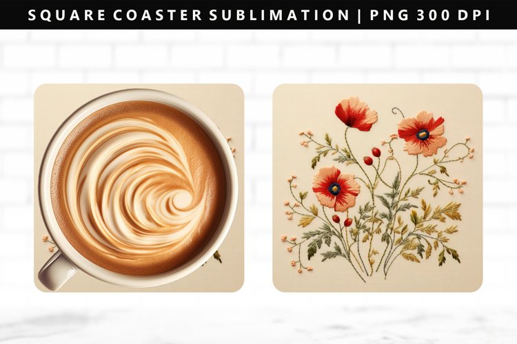 Flower Square Coaster Design | Square Coaster PNG (3319636)